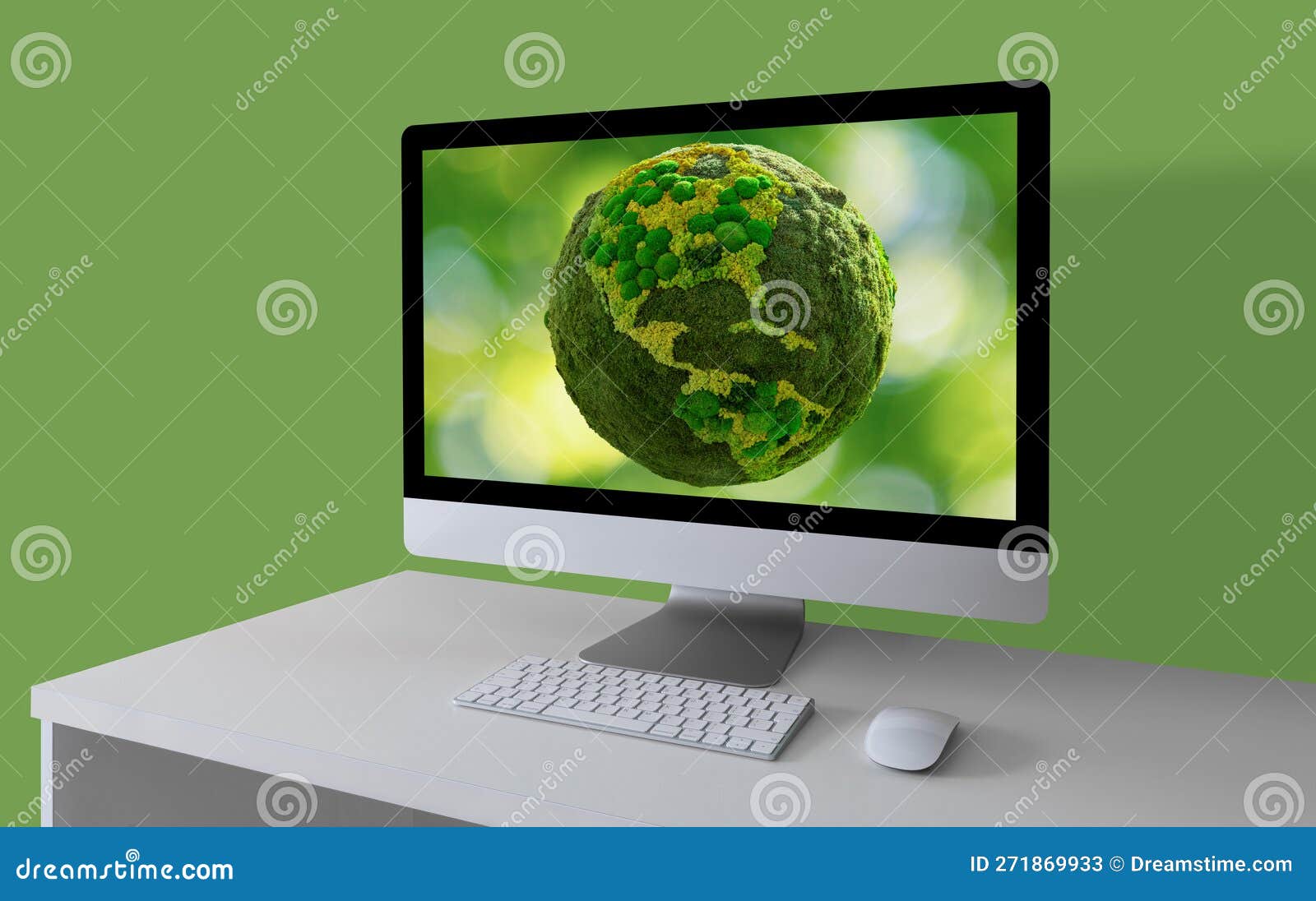 Computer with Green Planet Earth Stock Image - Image of zero, economy ...
