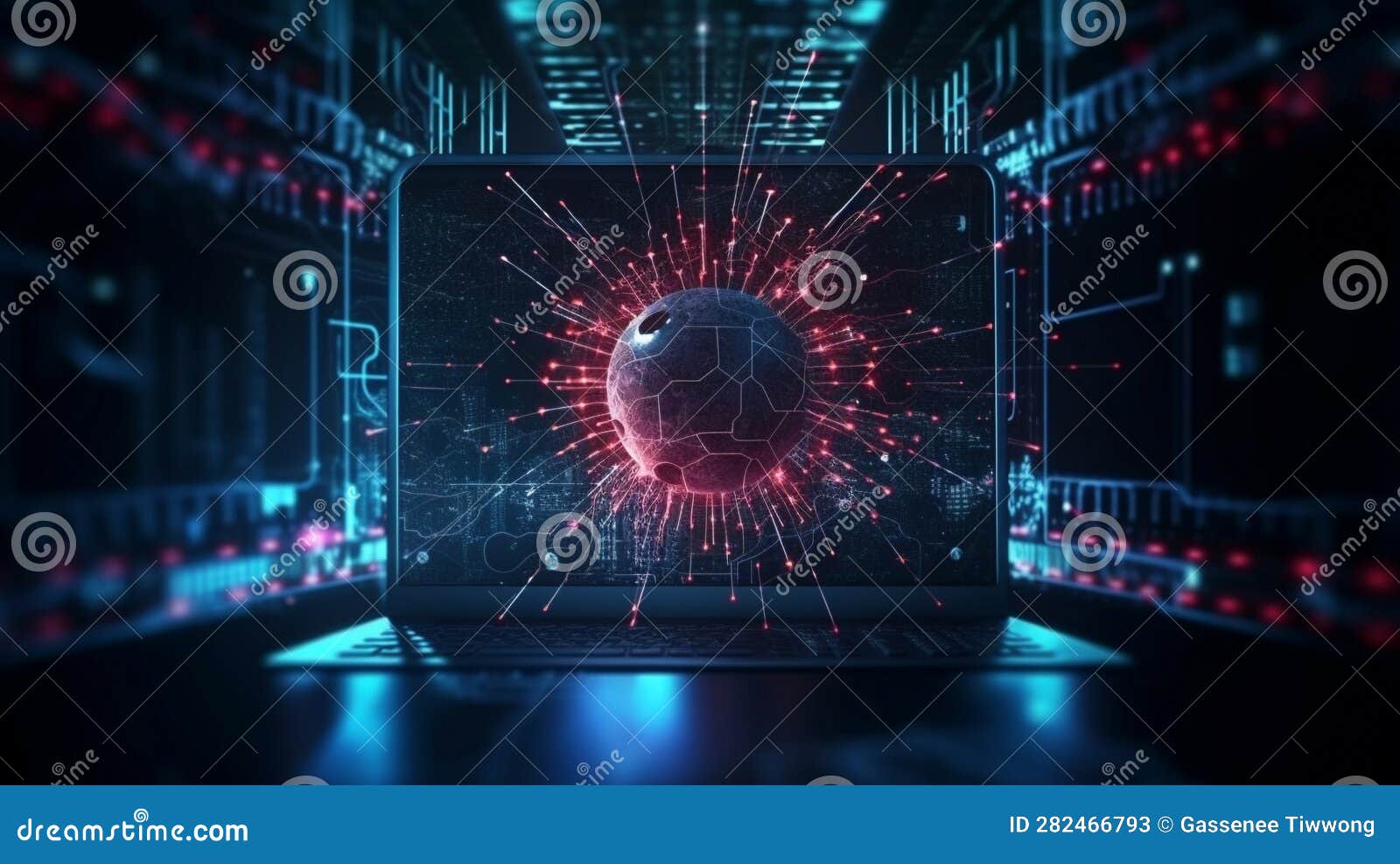 Computer Hack Warning Concept Of Attacking Generative Ai Stock Illustration Illustration Of