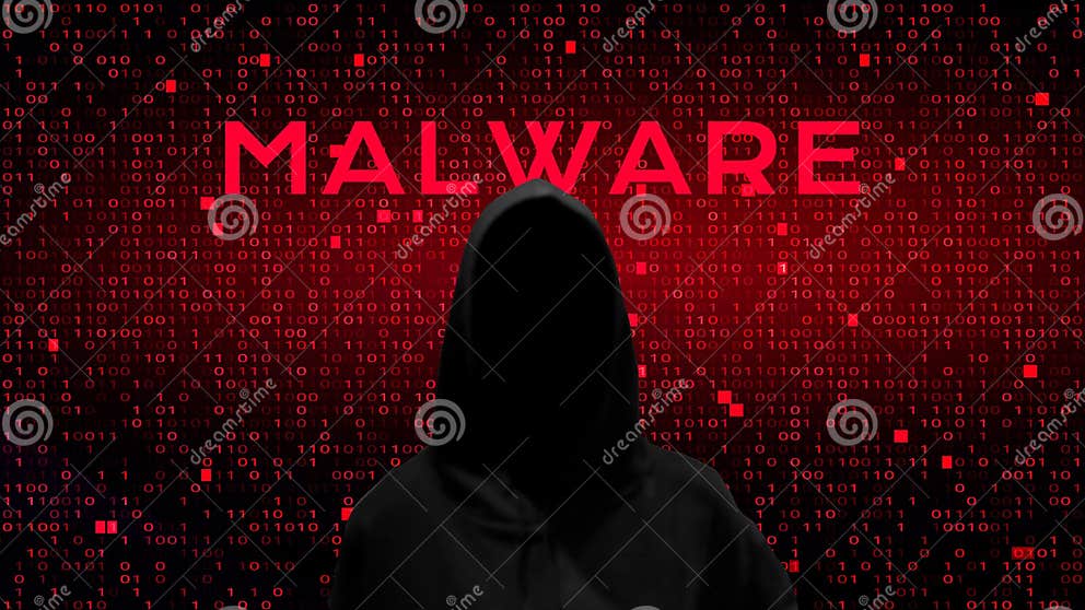 Computer Hacker On Abstract Binary Code Background Hacking Concept