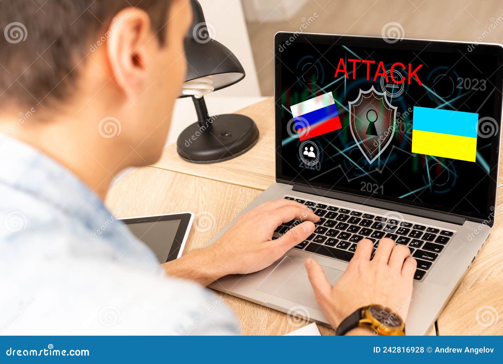 Computer Hacker or Cyber Attack Concept Background with Ukraine Flag ...