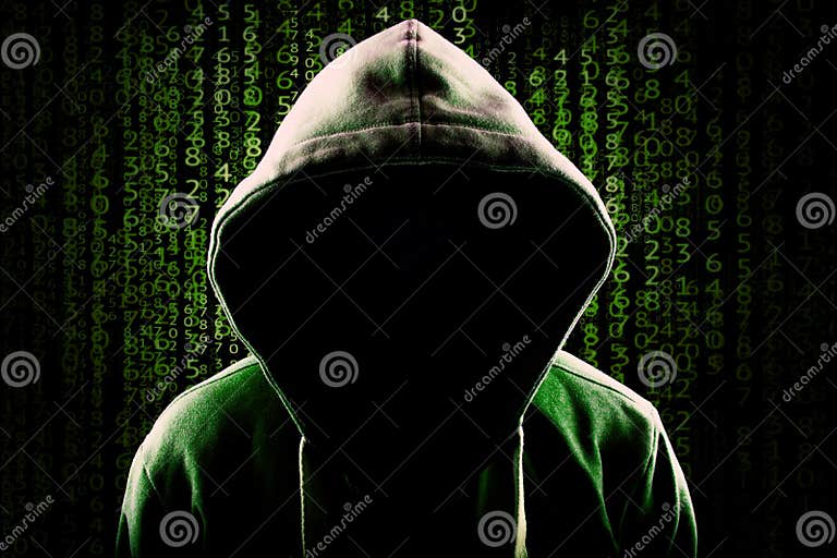 Computer Hacker Faceless Hooded Anonymous Programming Code Background ...