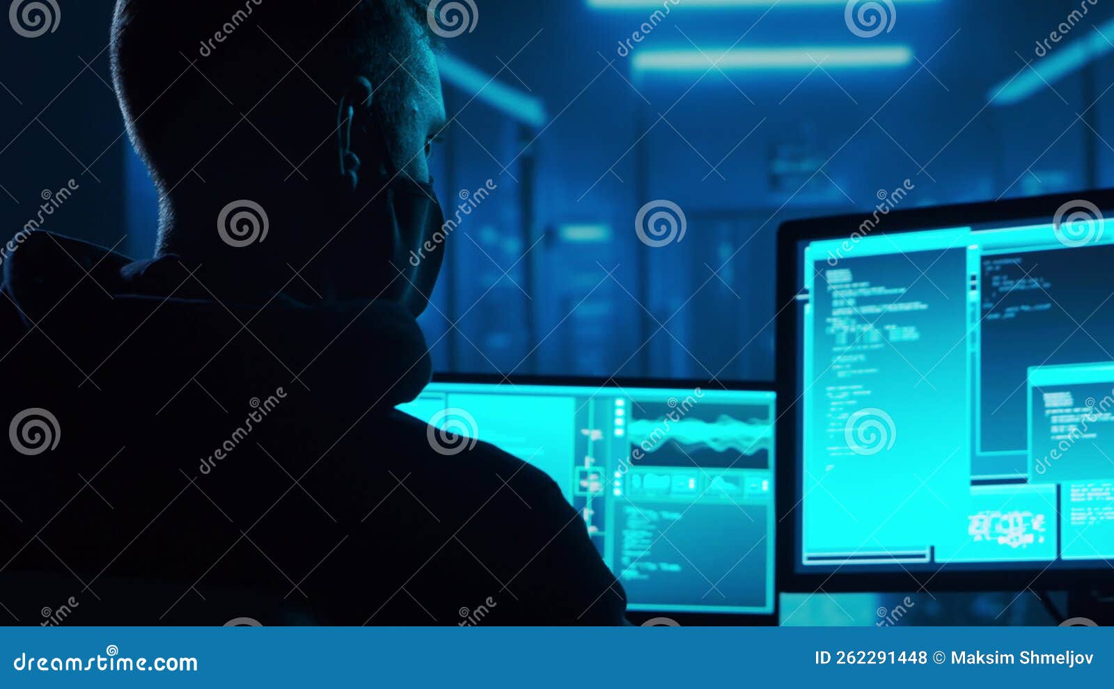 Computer Hacker in Hoodie. Obscured Dark Face. Hacker Attack, Virus ...
