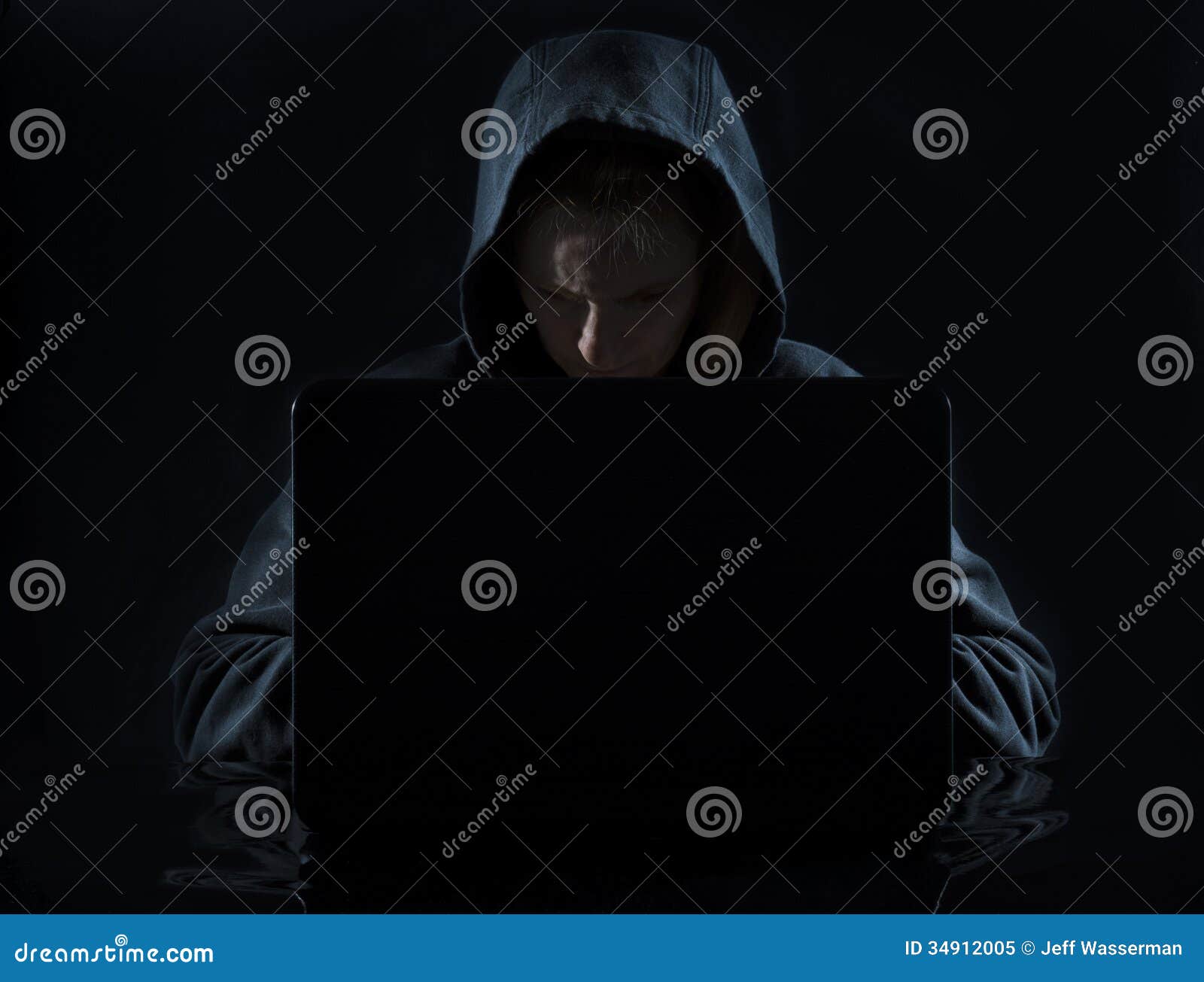Computer Hacker in Hoodie at Work Stock Image - Image of digital ...