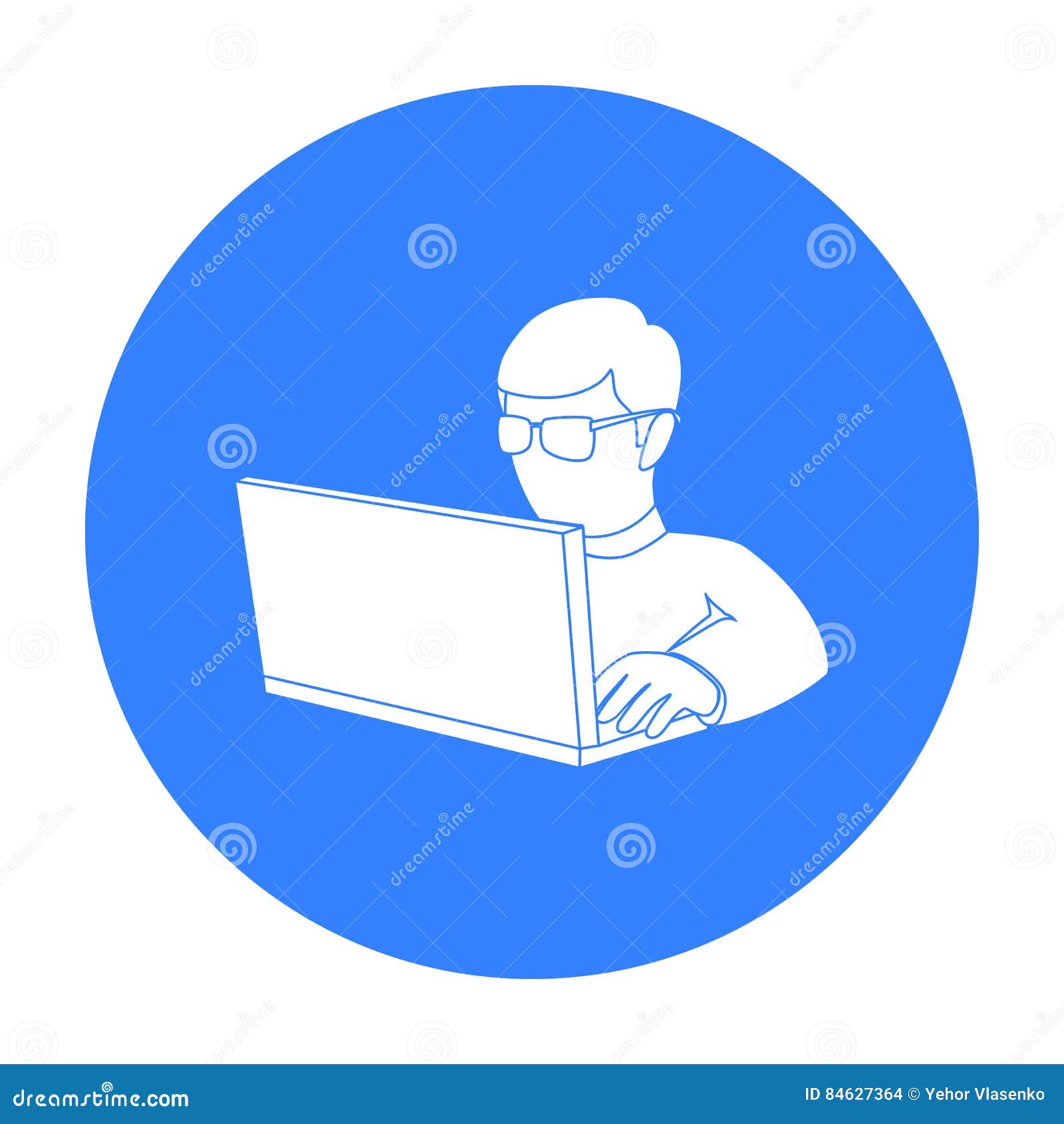 Computer Hacker Icon in Outline Style Isolated on White Background ...