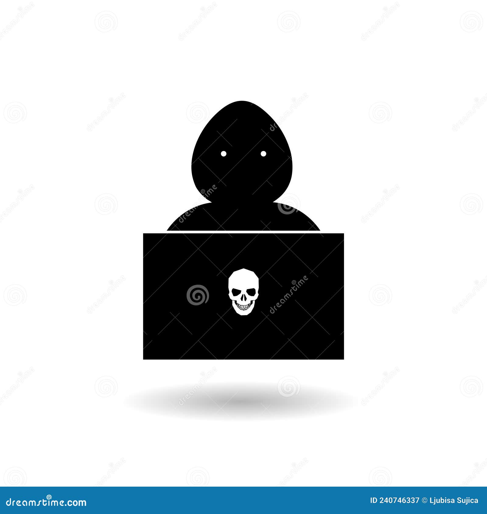 Computer Hacker Icon with Shadow Stock Vector - Illustration of ...