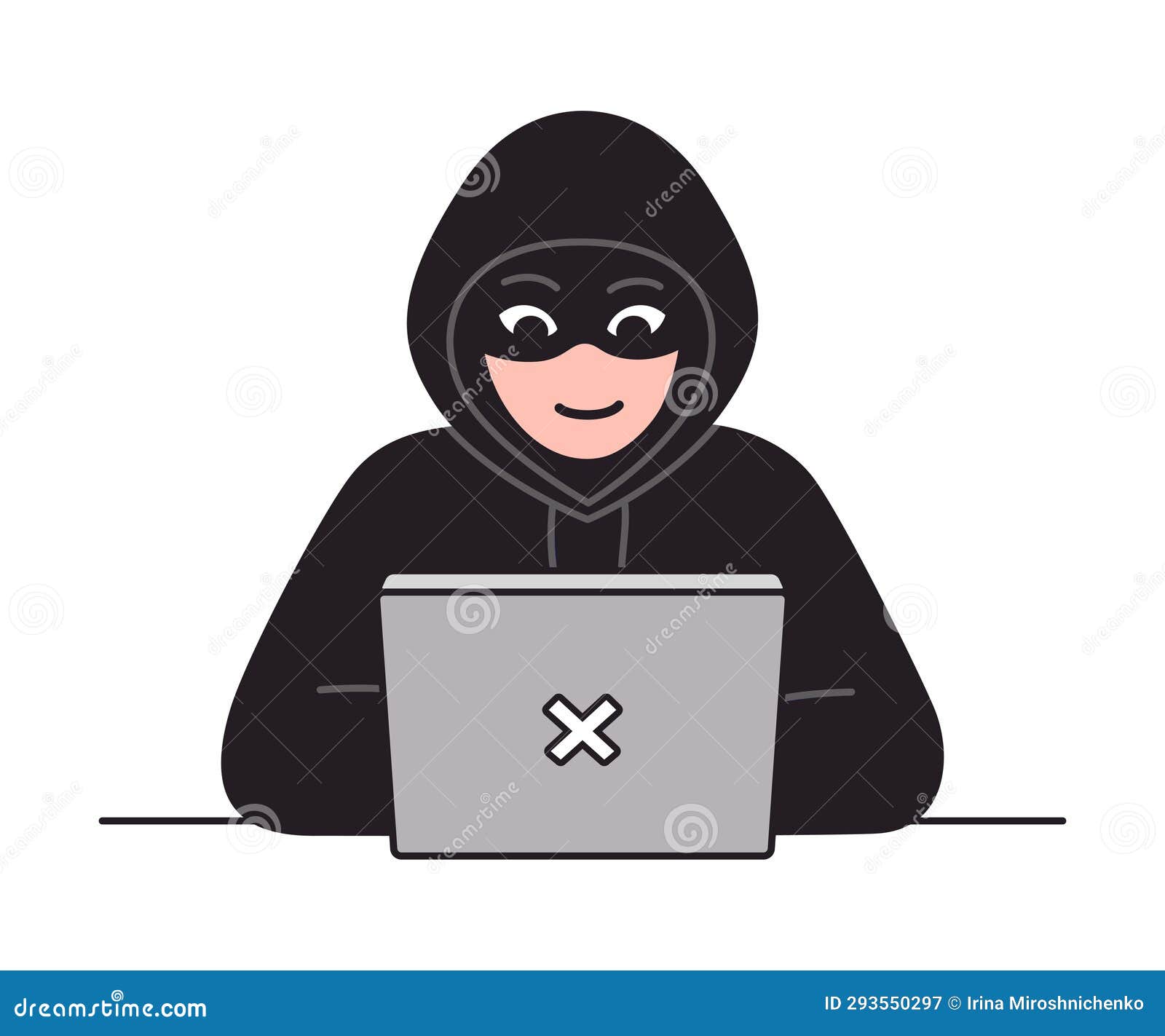 Computer Hacker on Laptop Drawing Stock Vector - Illustration of ...