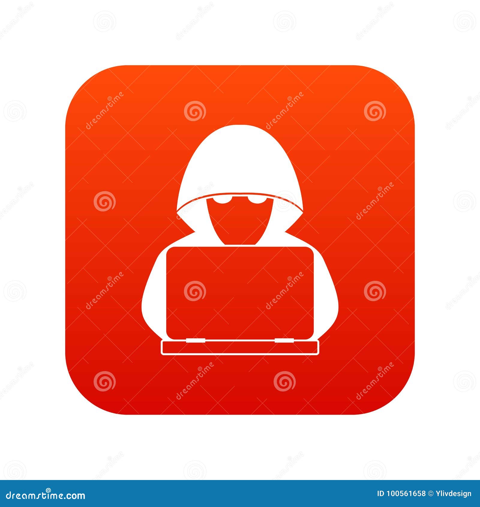 Computer Hacker with Laptop Icon Digital Red Stock Vector ...