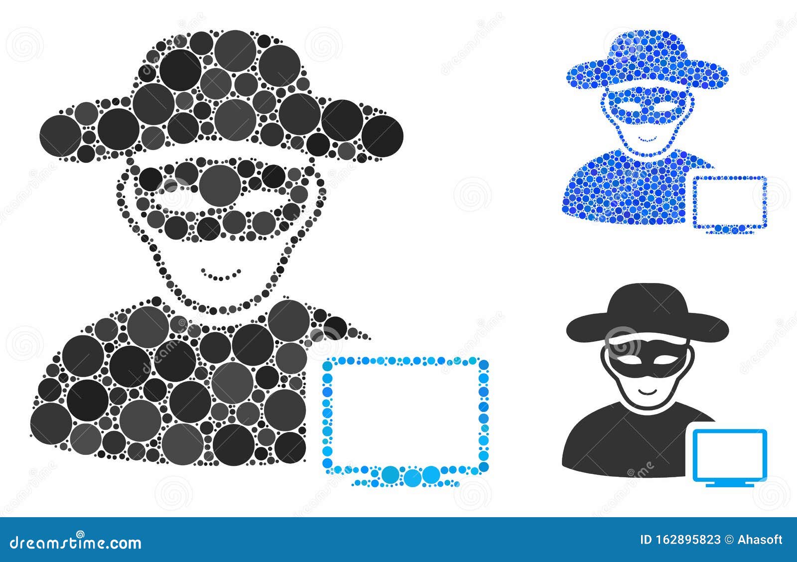 Computer Hacker Mosaic Icon of Round Dots Stock Illustration ...