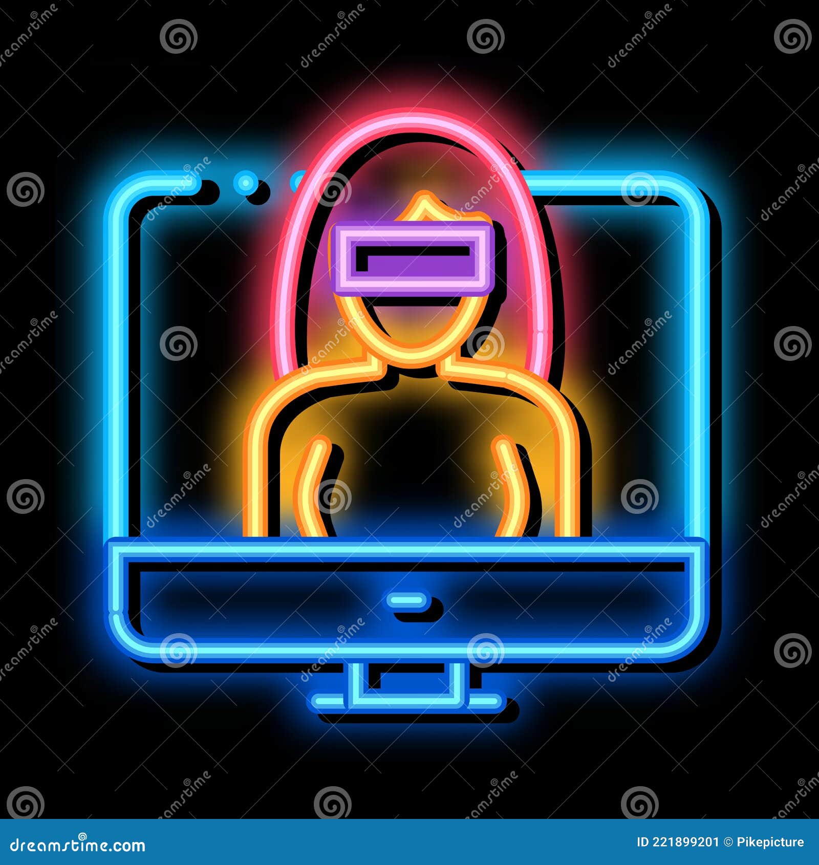 Computer Hacker Neon Glow Icon Illustration Stock Vector - Illustration ...