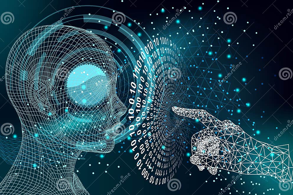 Computer Hacker Point Finger To a Screen Security Icon and Binary ...