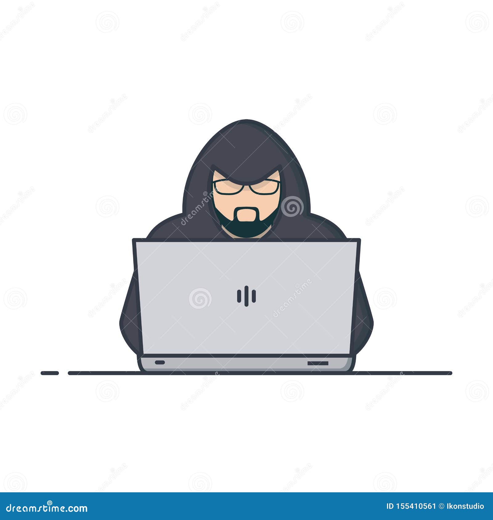 Hacker In Hoodie And Mask Trying To Cyber Attack Using Laptop Internet Crime Computer Security