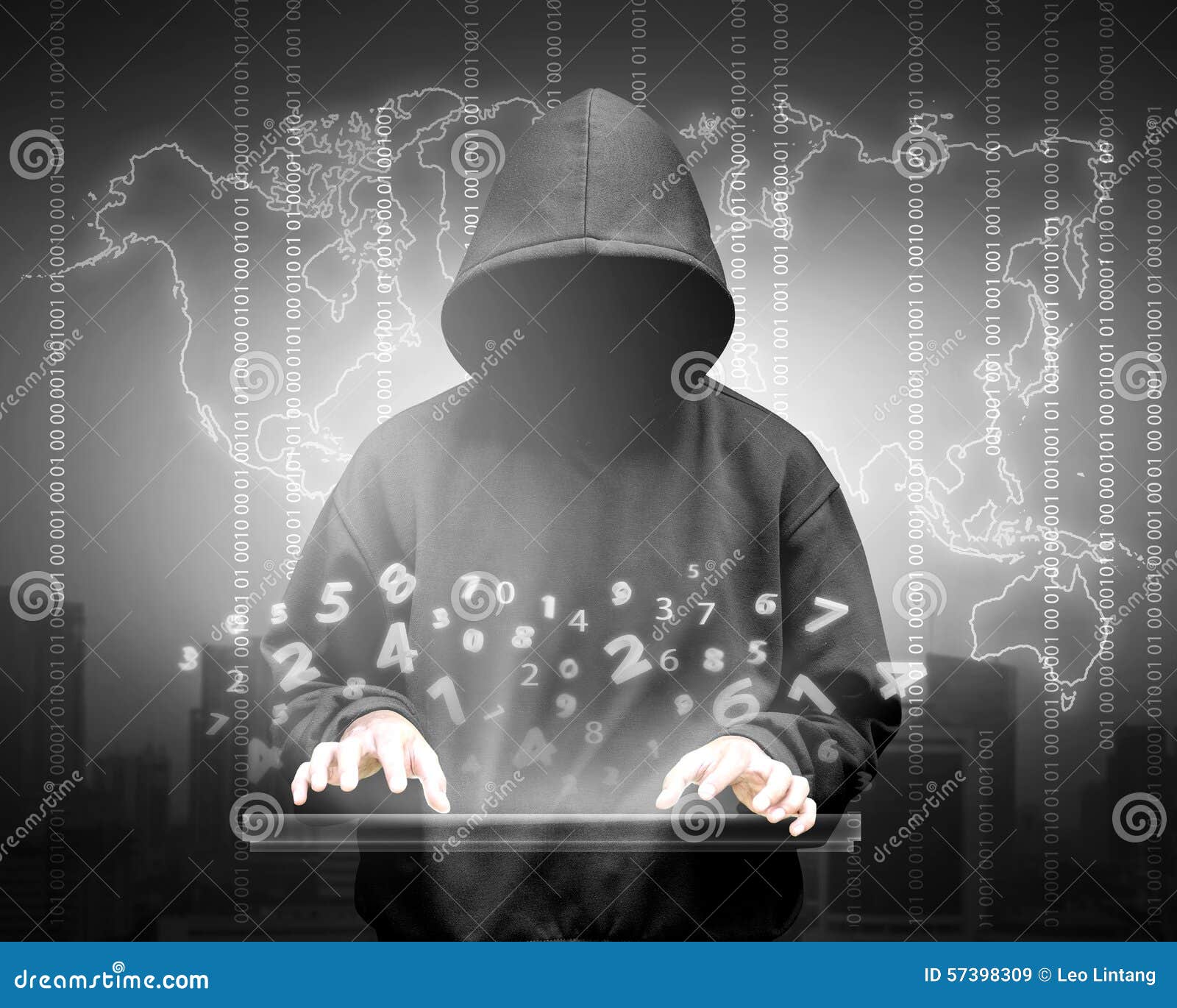 Computer Hacker Silhouette of Hooded Man Stock Image - Image of dark ...