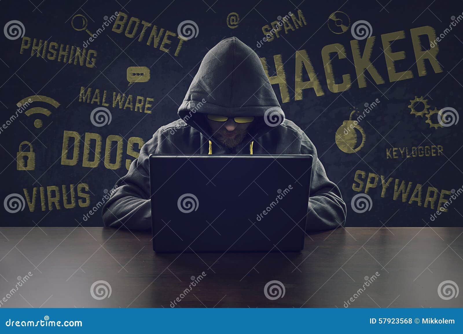 Computer Hacker Stealing Information with Laptop Stock Photo - Image of ...