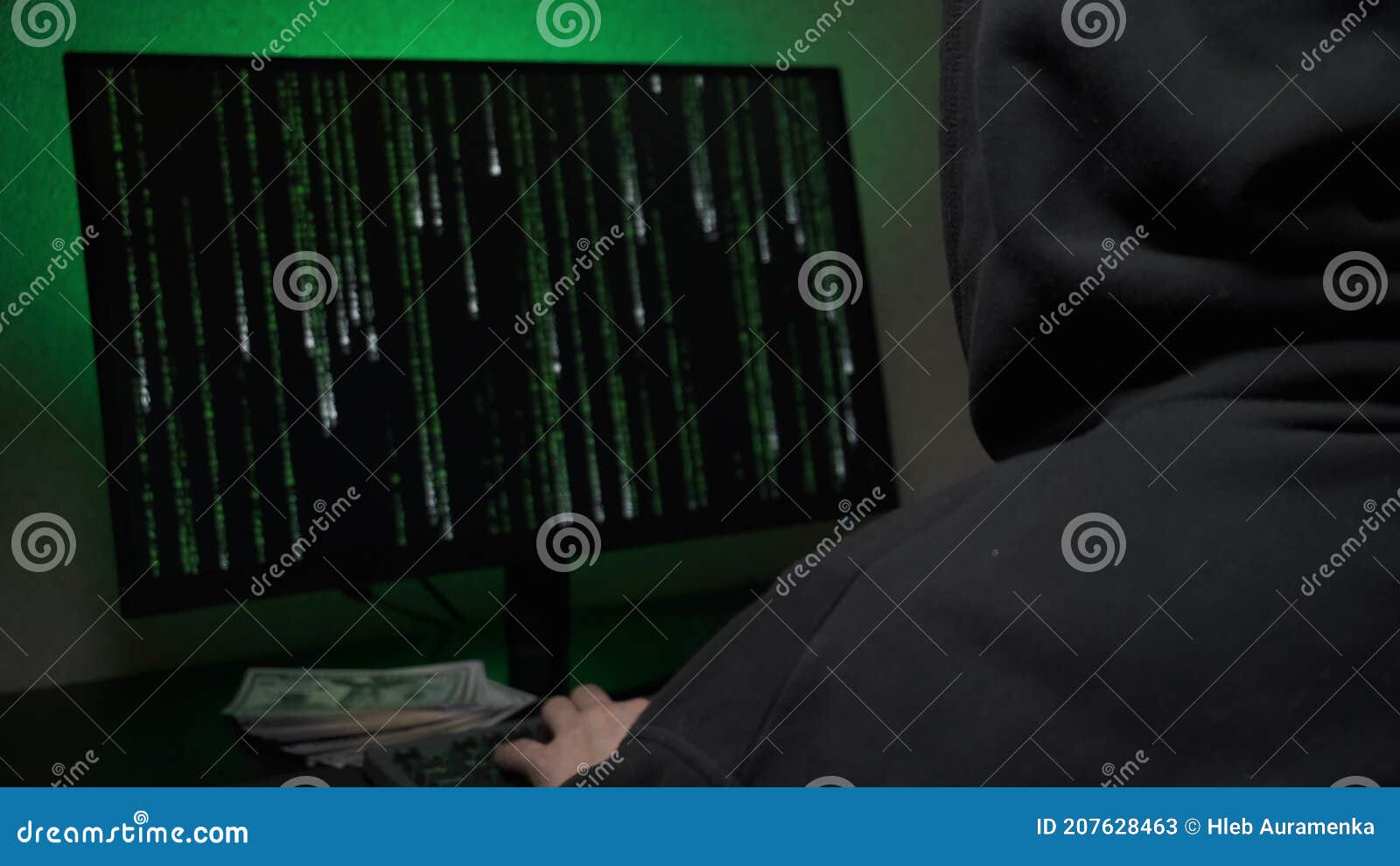 Computer Hacker Typing Code on Keyboard Late Night Working and ...