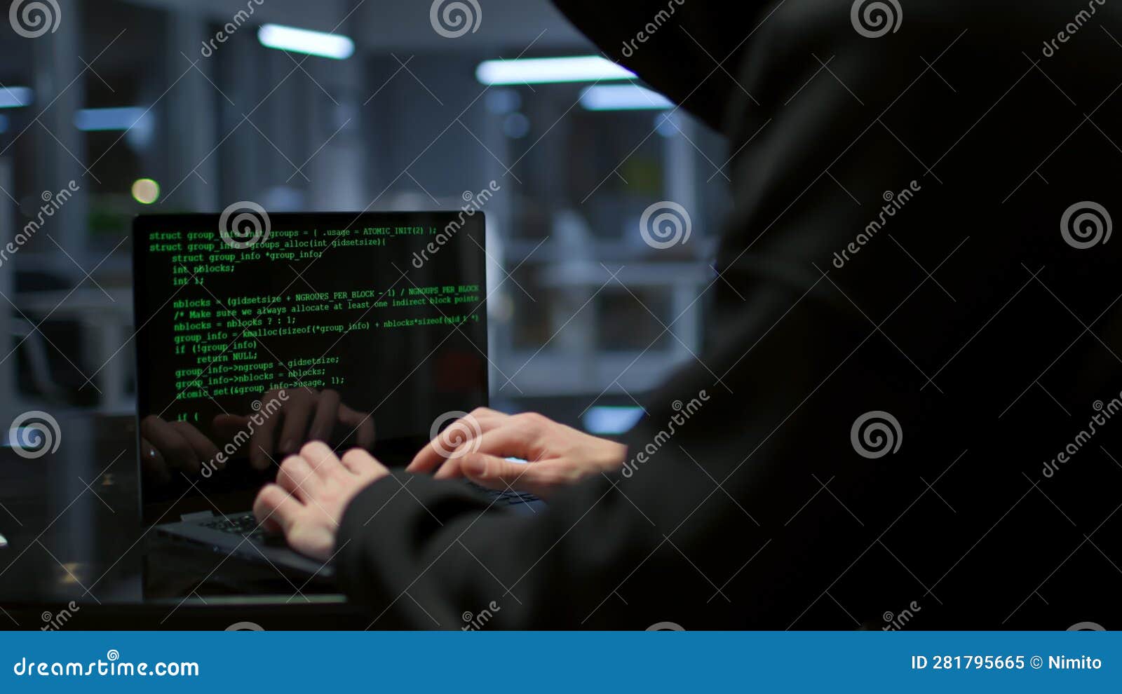 Computer Hacker Typing Code on Keyboard Late Night Working and ...