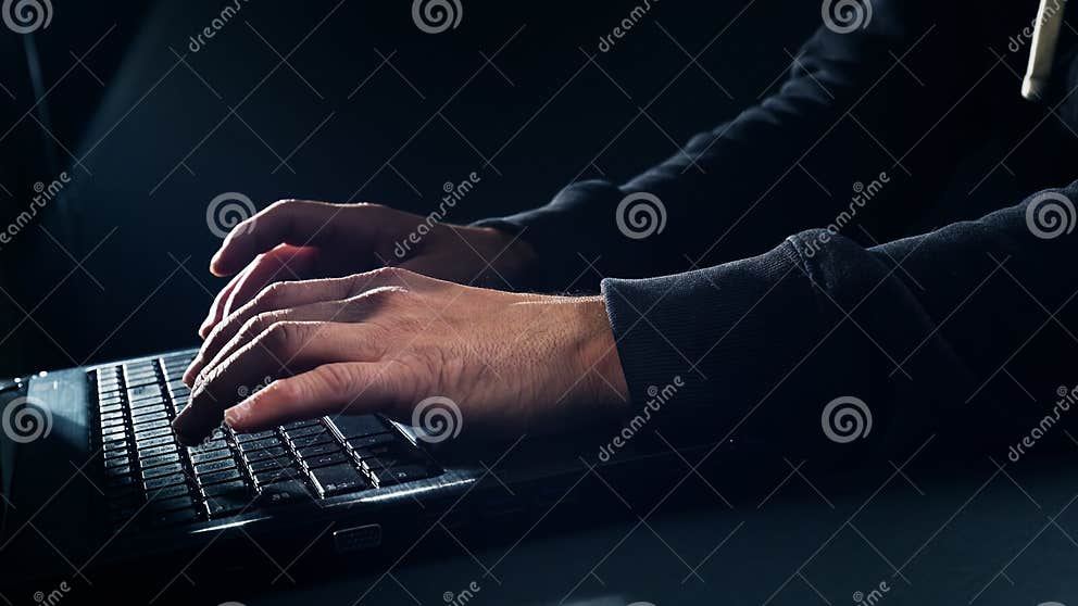Computer Hacker Typing on Keyboard Stock Photo - Image of programmer ...