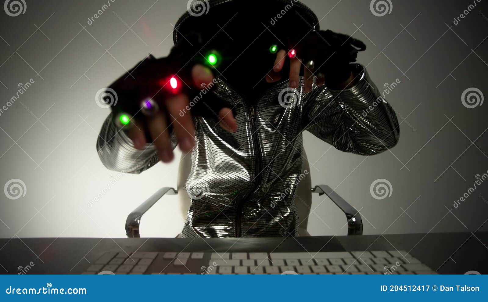 Computer Hacker in Silver Jacket Stock Video - Video of hood, expertise ...