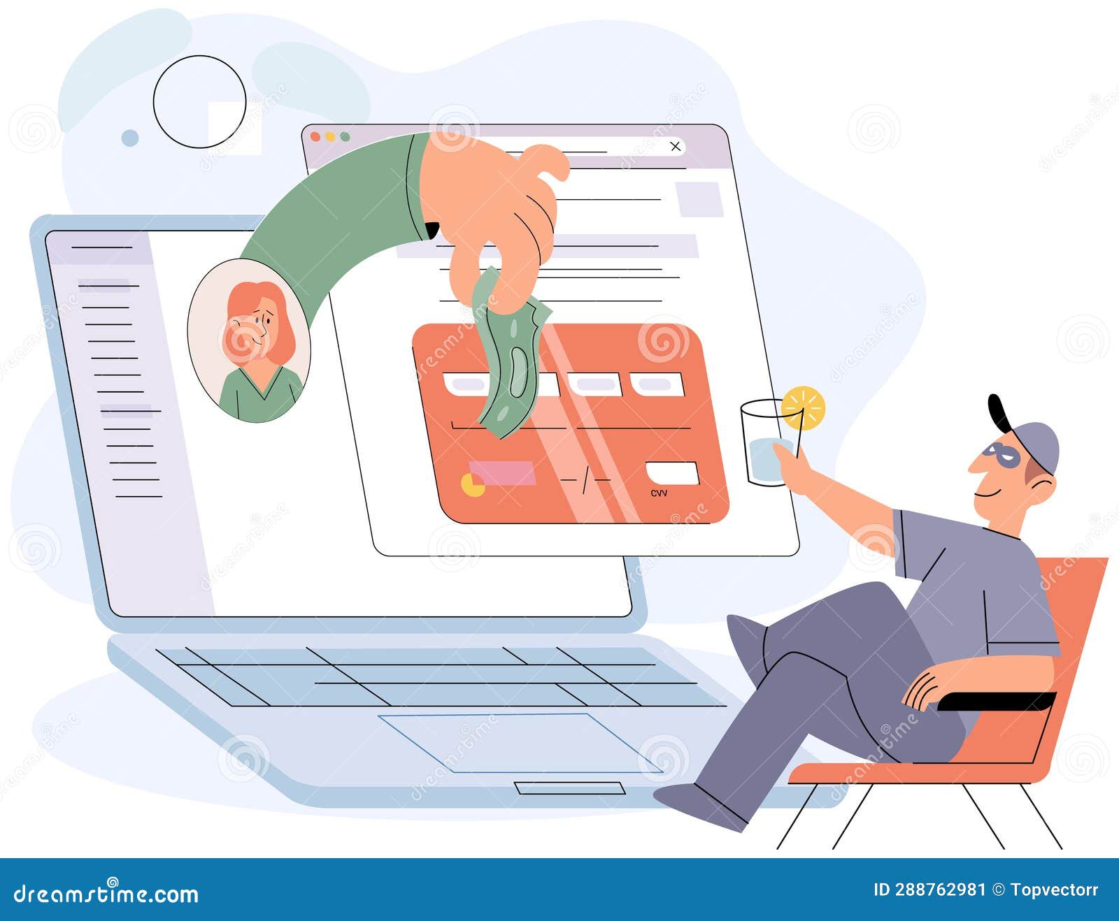 Computer Hacker Who Steals Money and Personal Data on Internet. Web ...