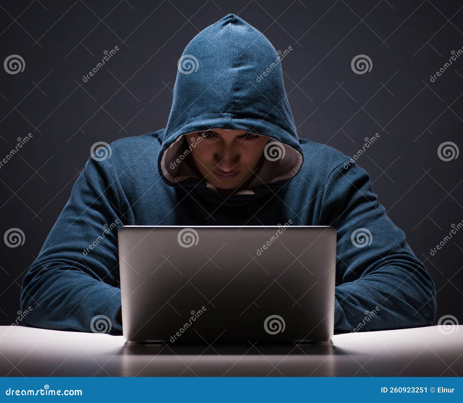 Computer Hacker Working in Dark Room Stock Image - Image of dark, cyber ...