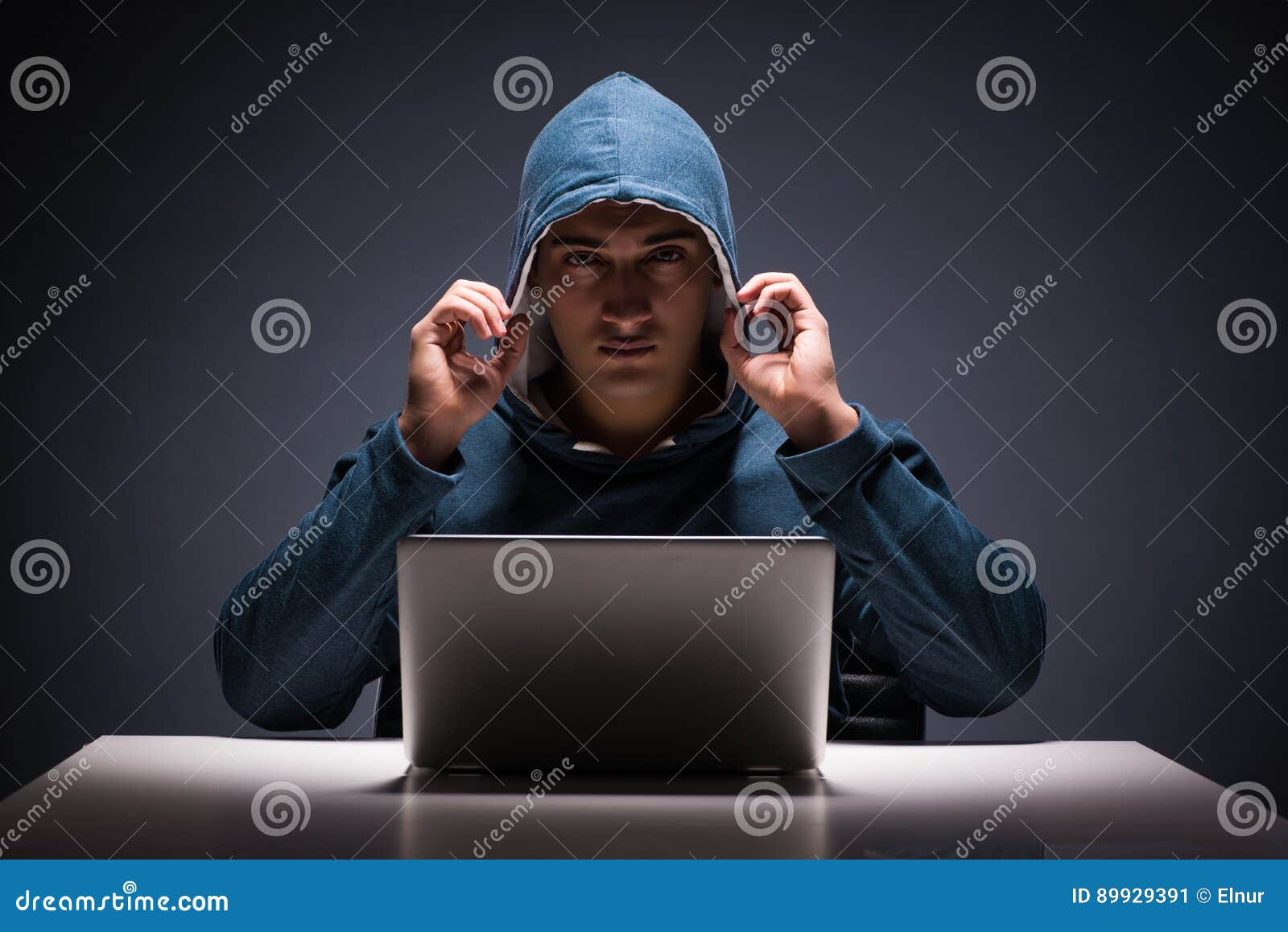 The Computer Hacker Working in Dark Room Stock Image - Image of danger ...
