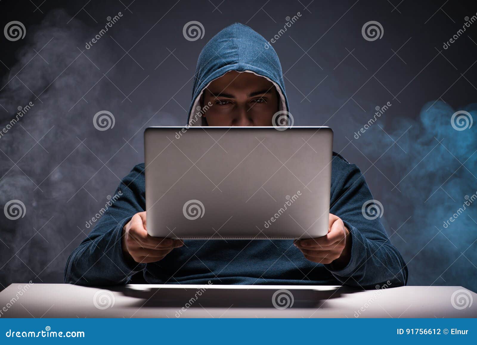 The Computer Hacker Working in Dark Room Stock Photo - Image of attack ...