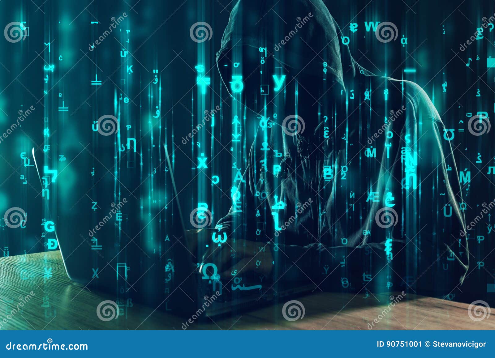 Computer Hacker Working on Laptop, Programming Bugs and Viruses Stock ...