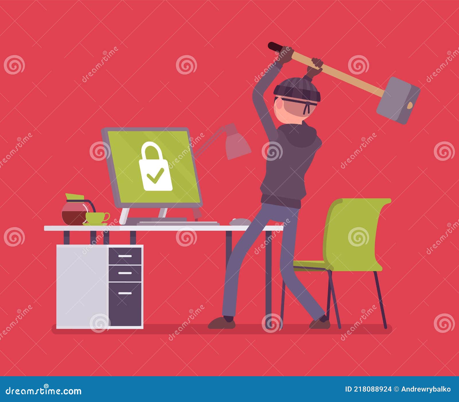 Computer hacking attempt stock vector. Illustration of code - 218088924