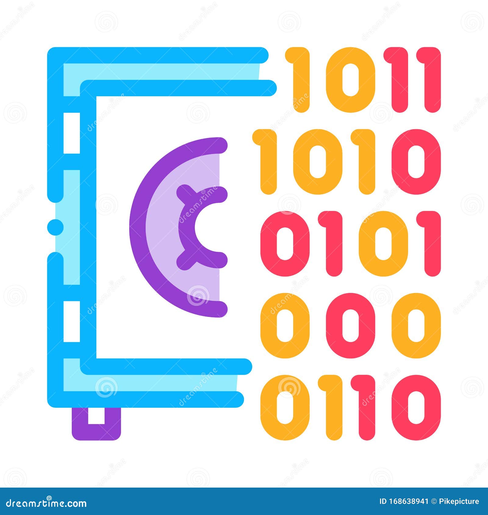 Computer Hacking with Binary Code Icon Vector Outline Illustration ...