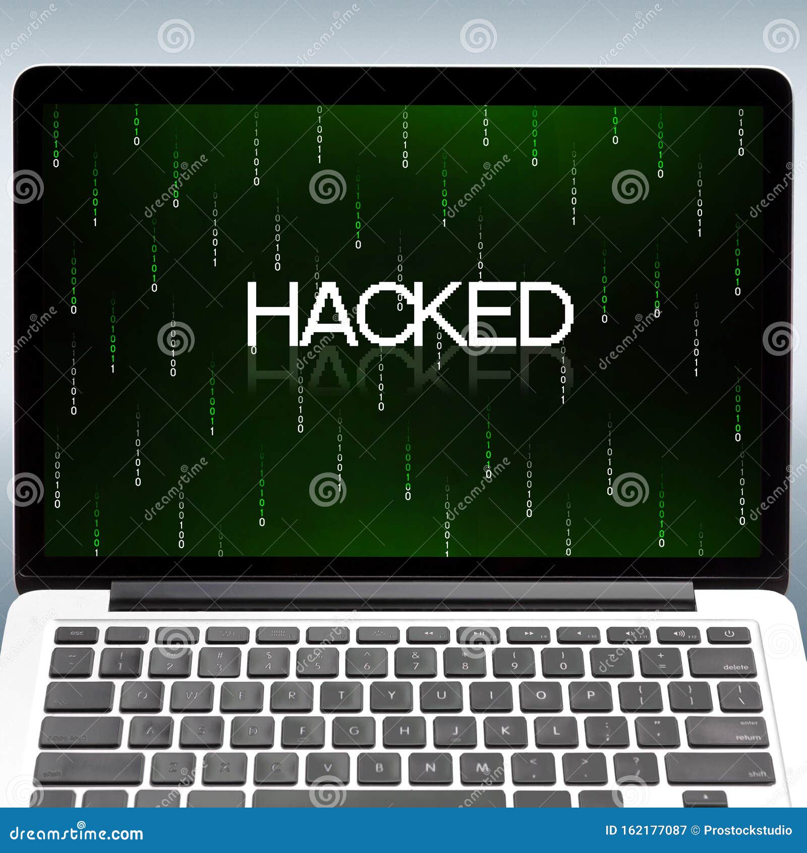 Laptop with Inscription Hacked and Binary Digits on Screen Stock Image ...