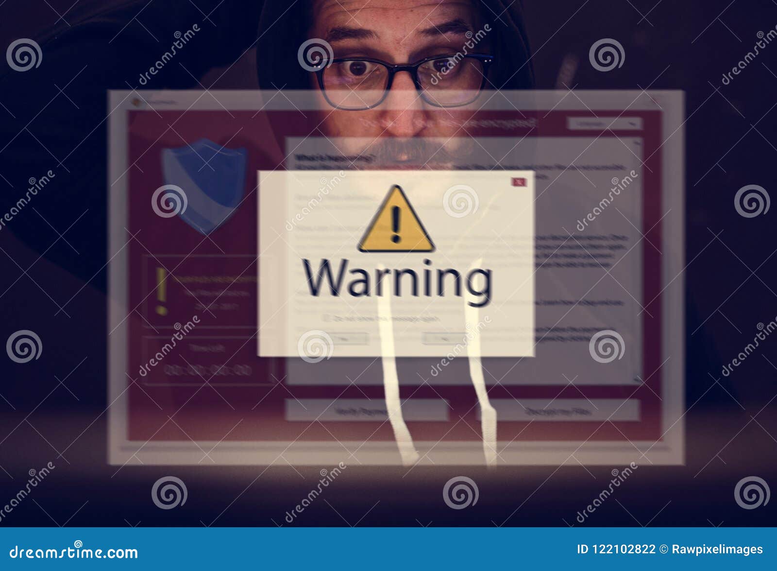 Computer Hacking Warning Screenshot Pop Up Stock Photo - Image of ...