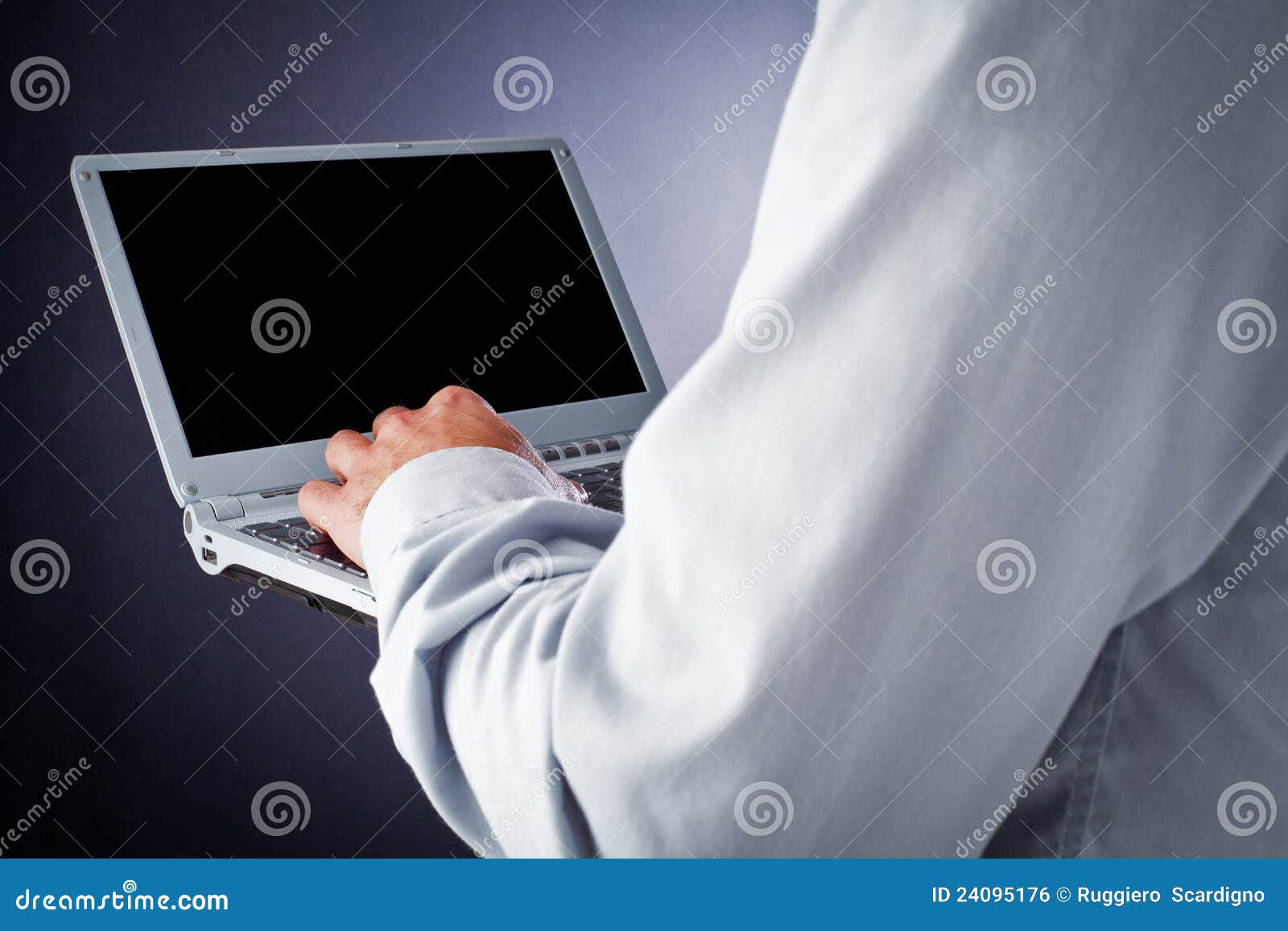 Computer in hand stock photo. Image of research, employee - 24095176