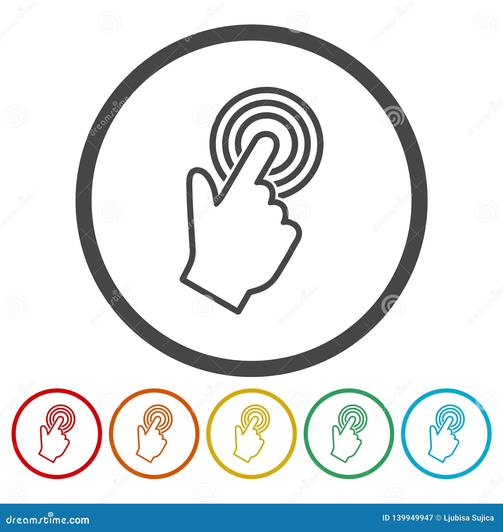 Computer Hand Cursor Icons Set Stock Vector - Illustration of push ...