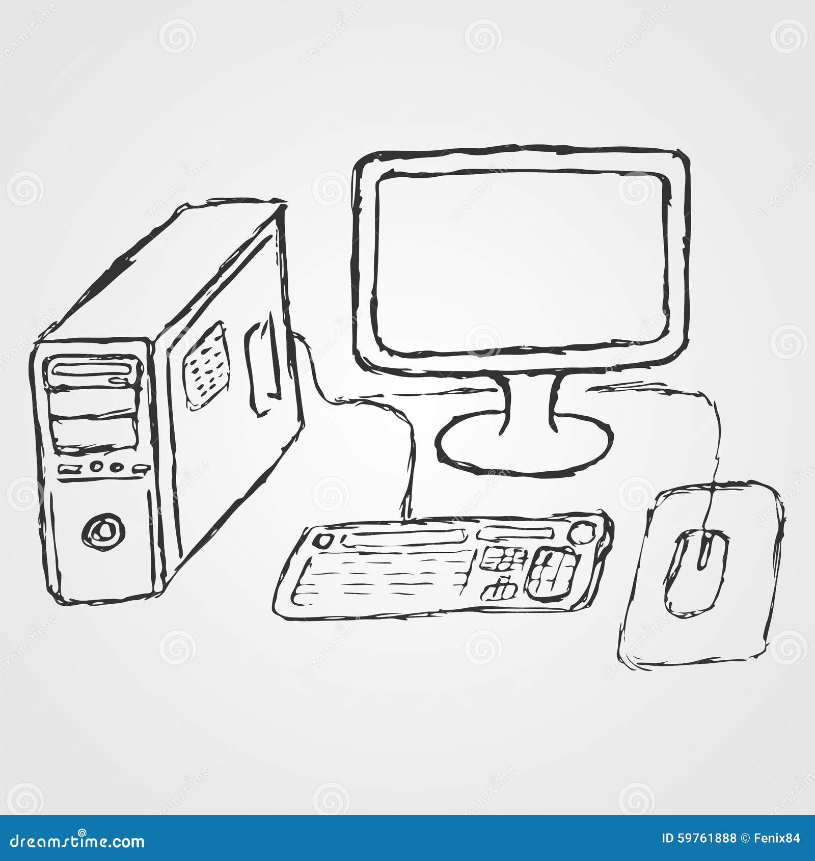 Computer Hand-drawn schets vector illustratie. Illustration of element ...