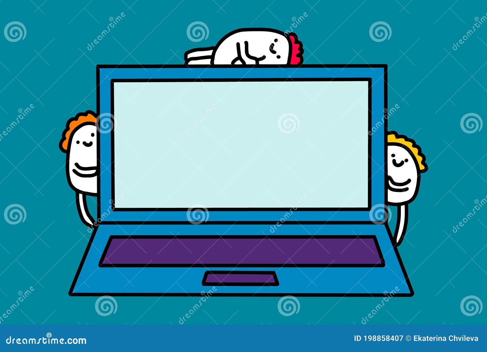 Computer Hand Drawn Vector Illustration in Cartoon Comic Style People ...