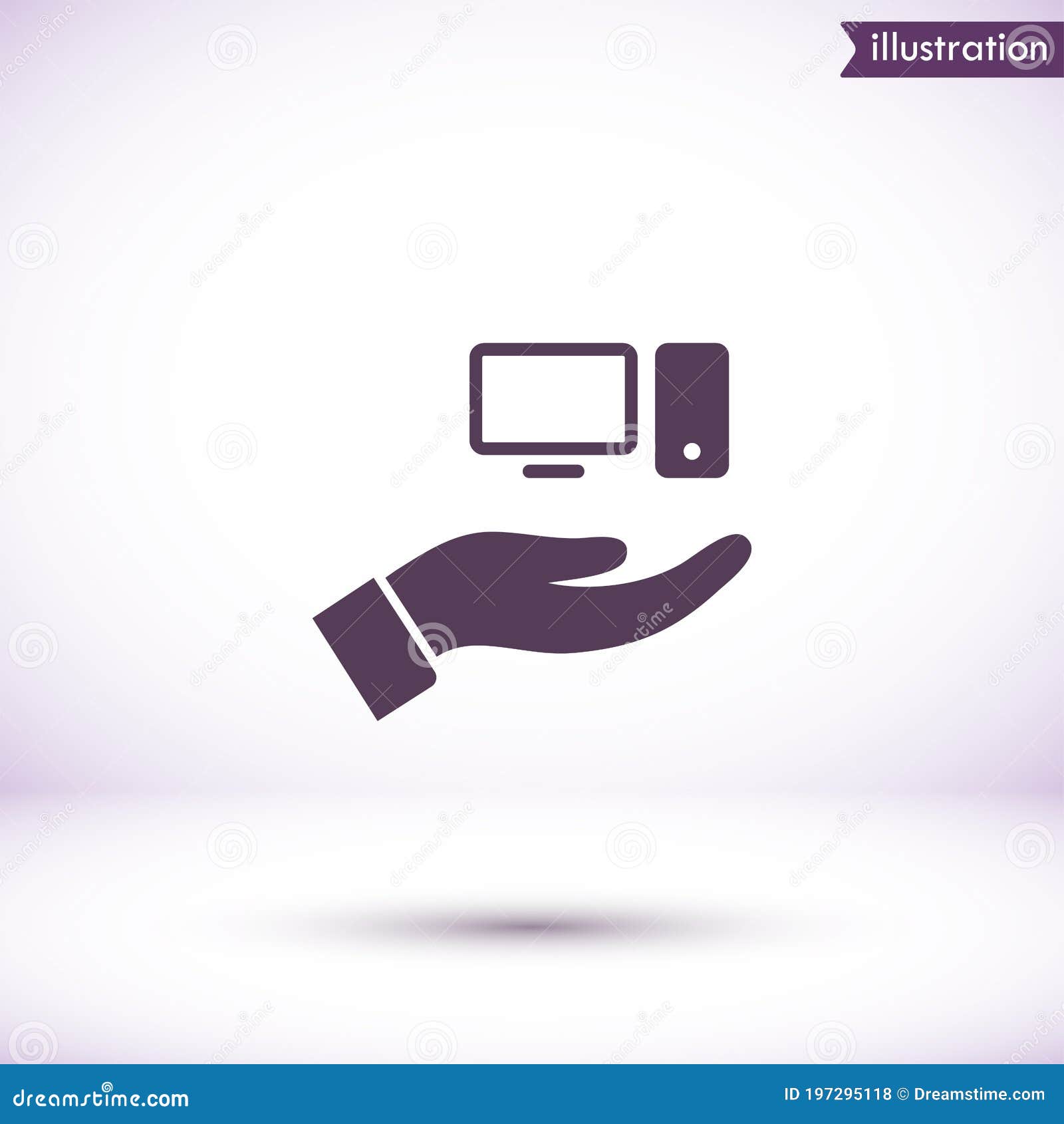 Computer in Hand Icon , Lorem Ipsum Flat Design Stock Illustration ...
