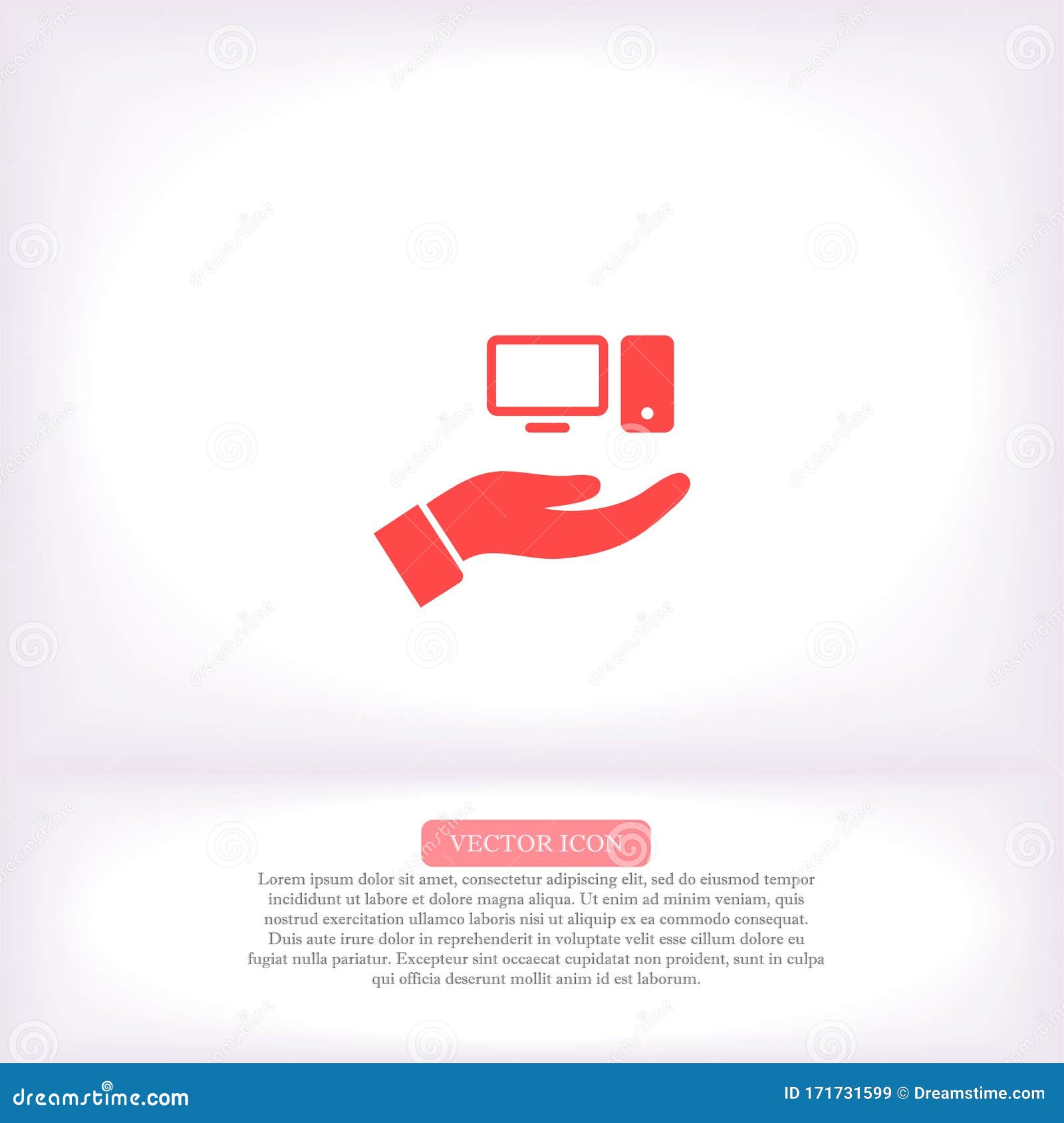Computer in Hand Icon , Lorem Ipsum Flat Design Stock Illustration ...