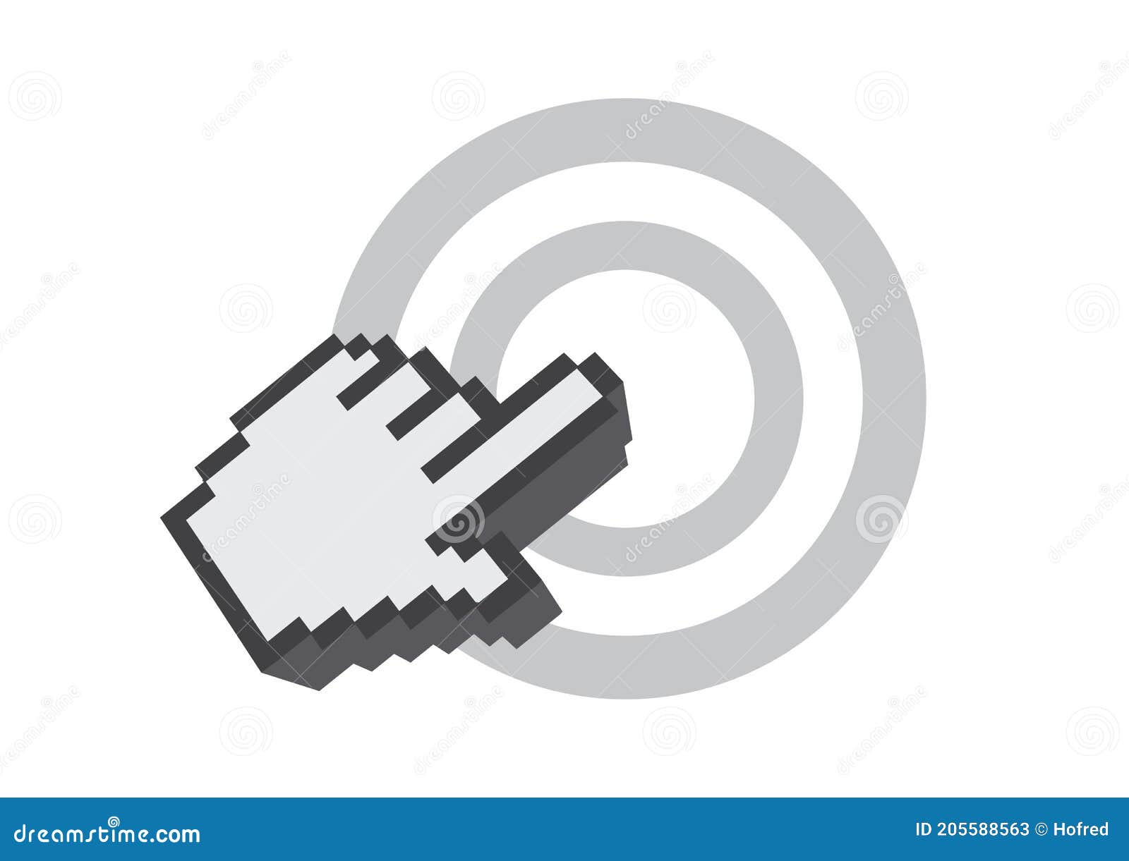 Computer Hand Mouse Cursor Clicking on a Button Stock Vector ...