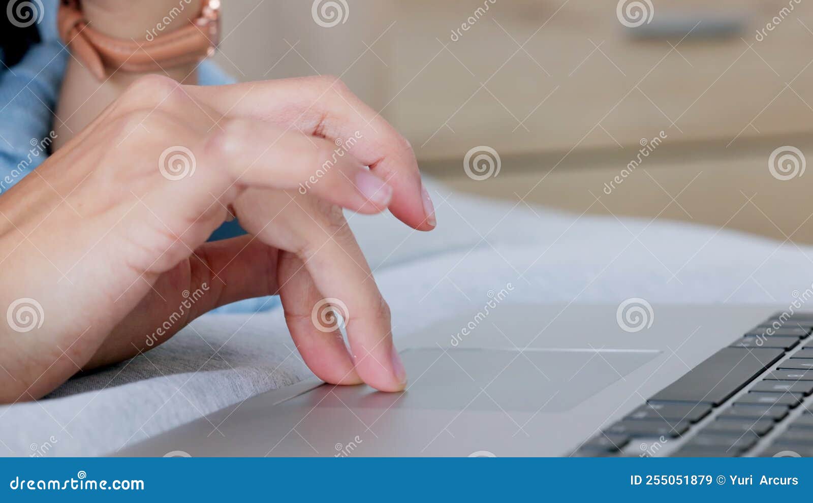 Computer Hand Scroll of a Person Web Research, Data Reading or Doing a ...