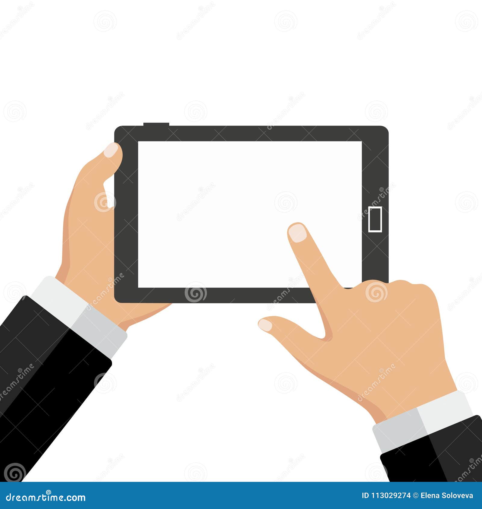 Computer in Hand on a White Background Stock Vector - Illustration of ...