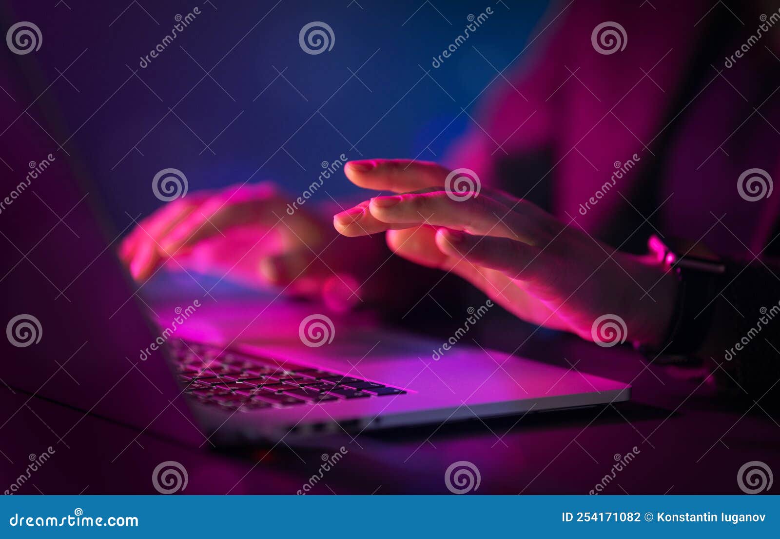 Computer and Hands Close Up Stock Photo - Image of database, laptop ...