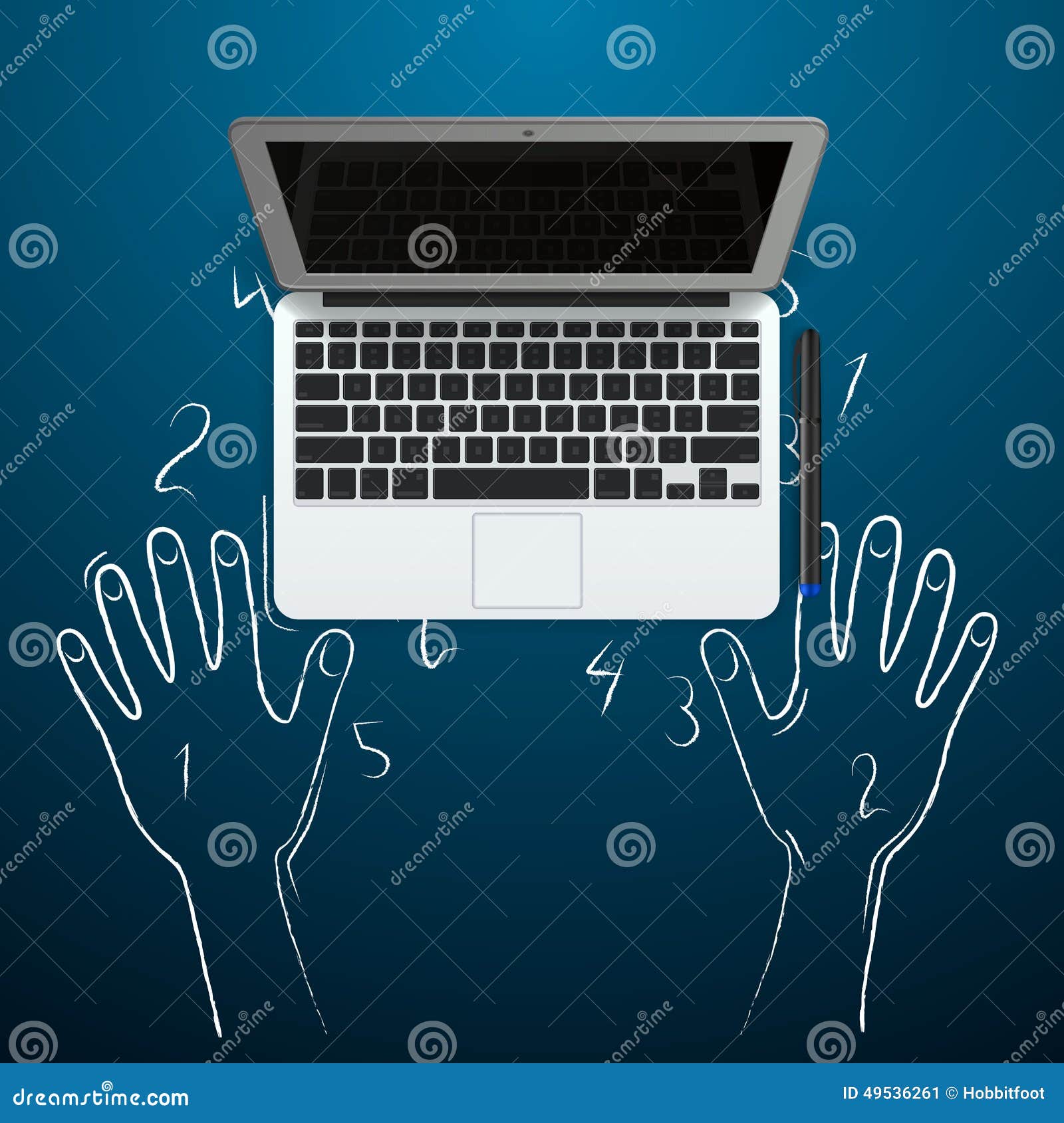 Computer with Hands Out of the Chalk Stock Vector - Illustration of ...