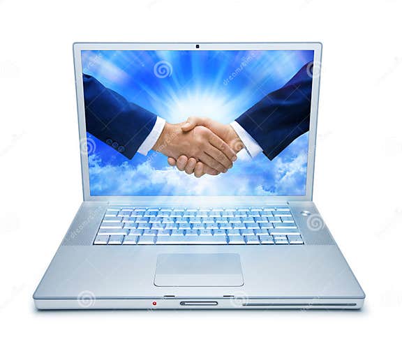 Computer Handshake Marketing Technology Stock Photo - Image of ...
