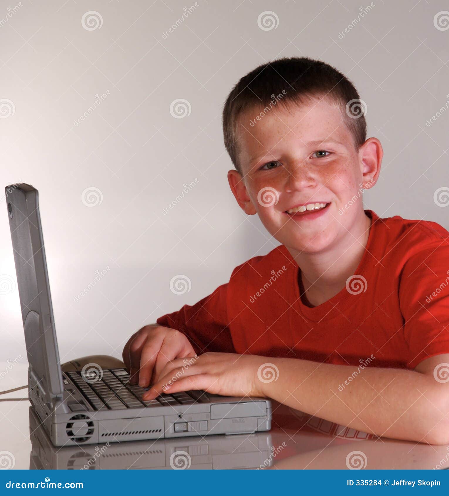 Computer Happiness stock photo. Image of freckles, laptop - 335284