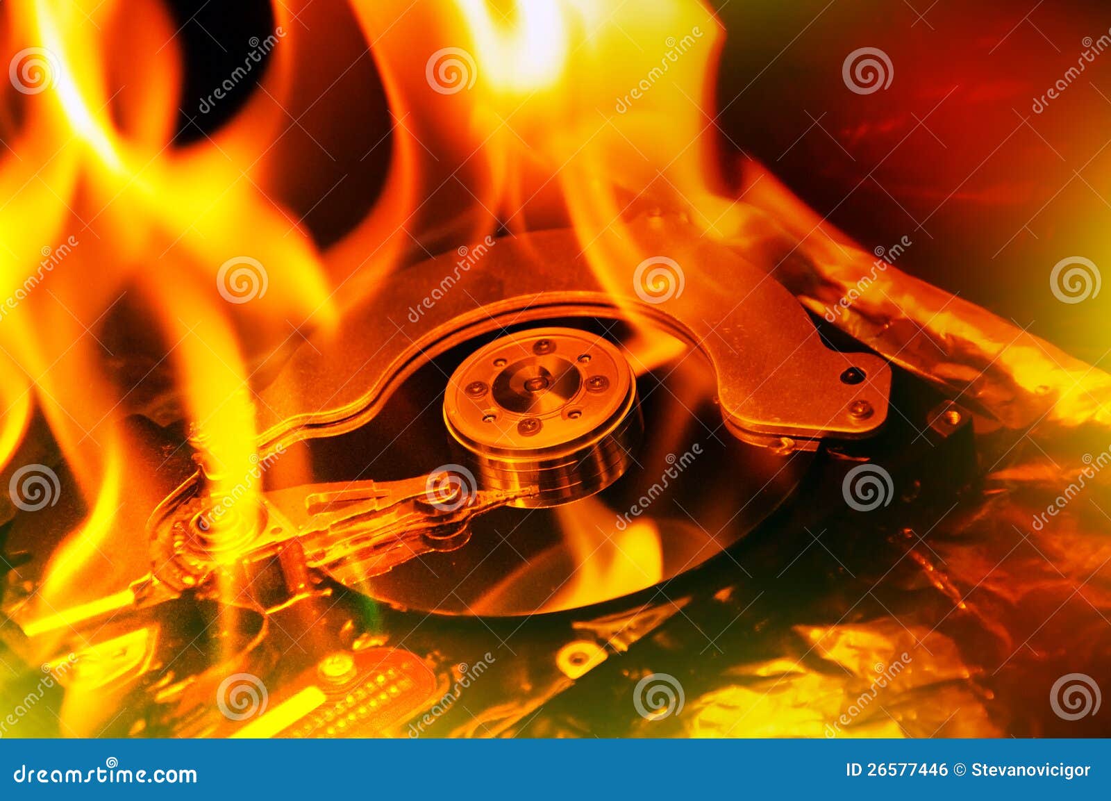 Computer hard disk burning stock photo. Image of burning - 26577446