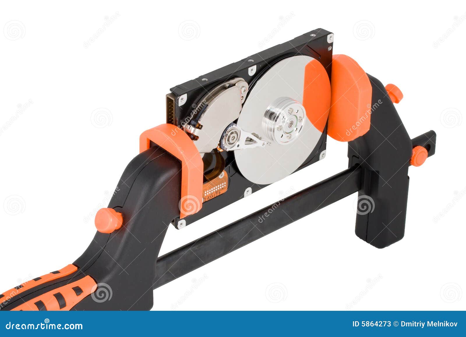 The Computer Hard Disk Clamped in a Manual Clamp Stock Image - Image of ...