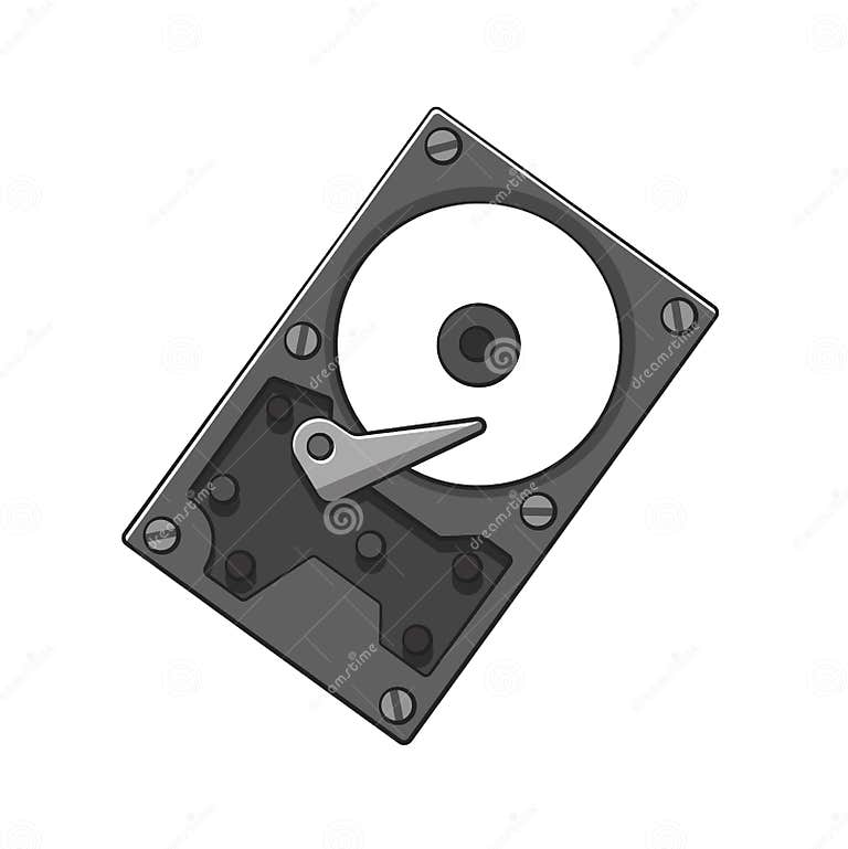Computer Hard Disk in Drawing Style Isolated Vector. Stock Vector ...