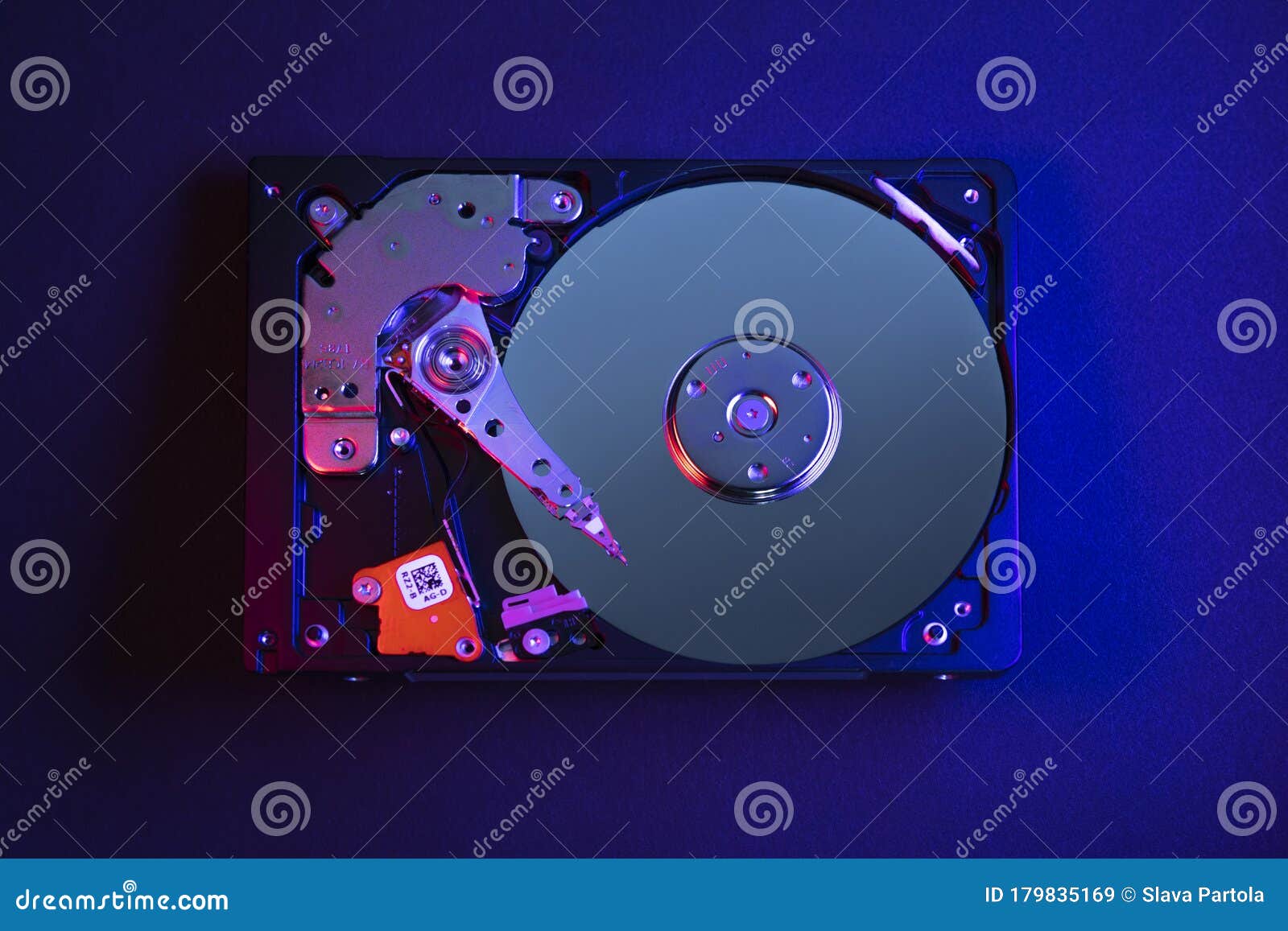 Computer Hard Disk Drive HDD Photo in Cyberpunk Styles. Red-blue ...