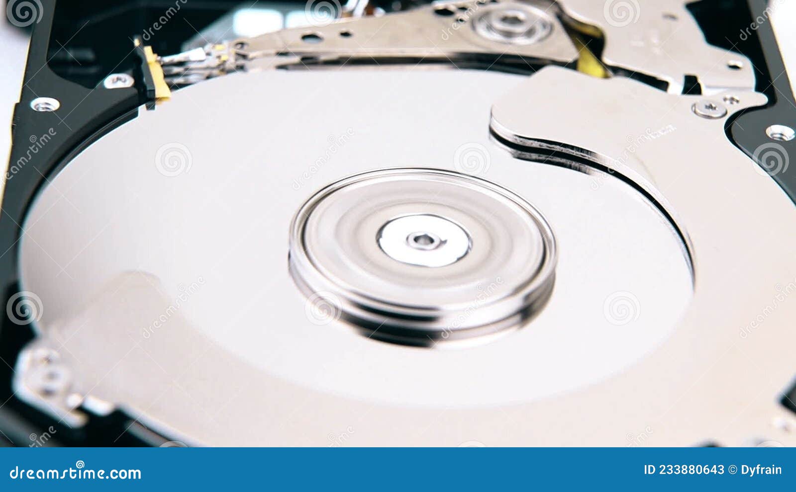 Computer Hard Disk Drive Macro View.Disassembled Hdd.Opened Hard Disk ...