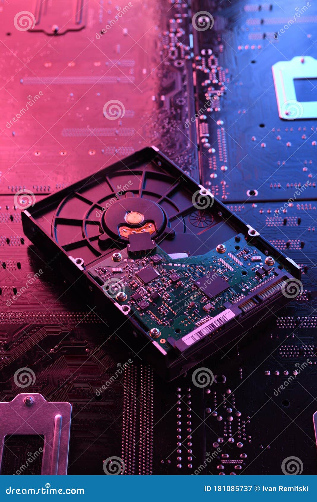 Computer Hard Disk Drives HDD , SSD on Circuit Board ,motherboard ...