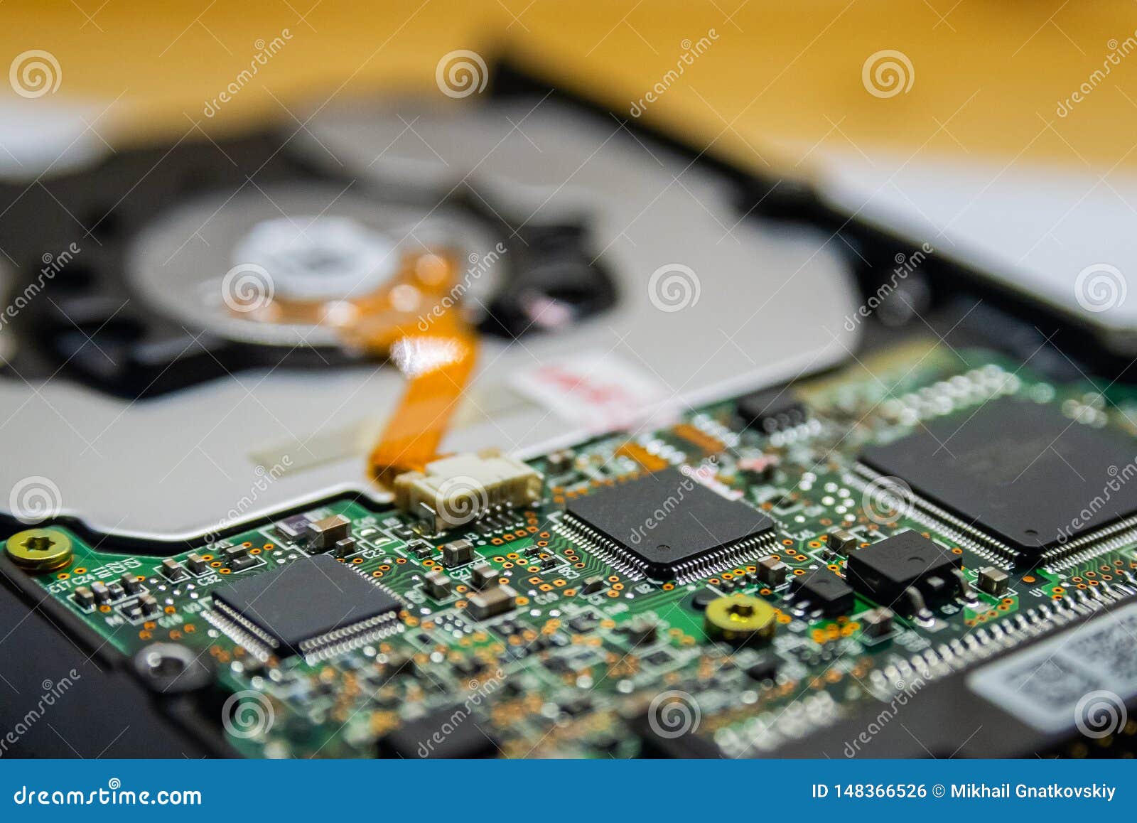 Computer Hard Disk Electronics Circuit, Macro Photo. Hard Disk ...